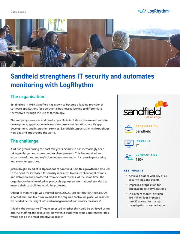 Sandfield | Cybersecurity Case Study | LogRhythm