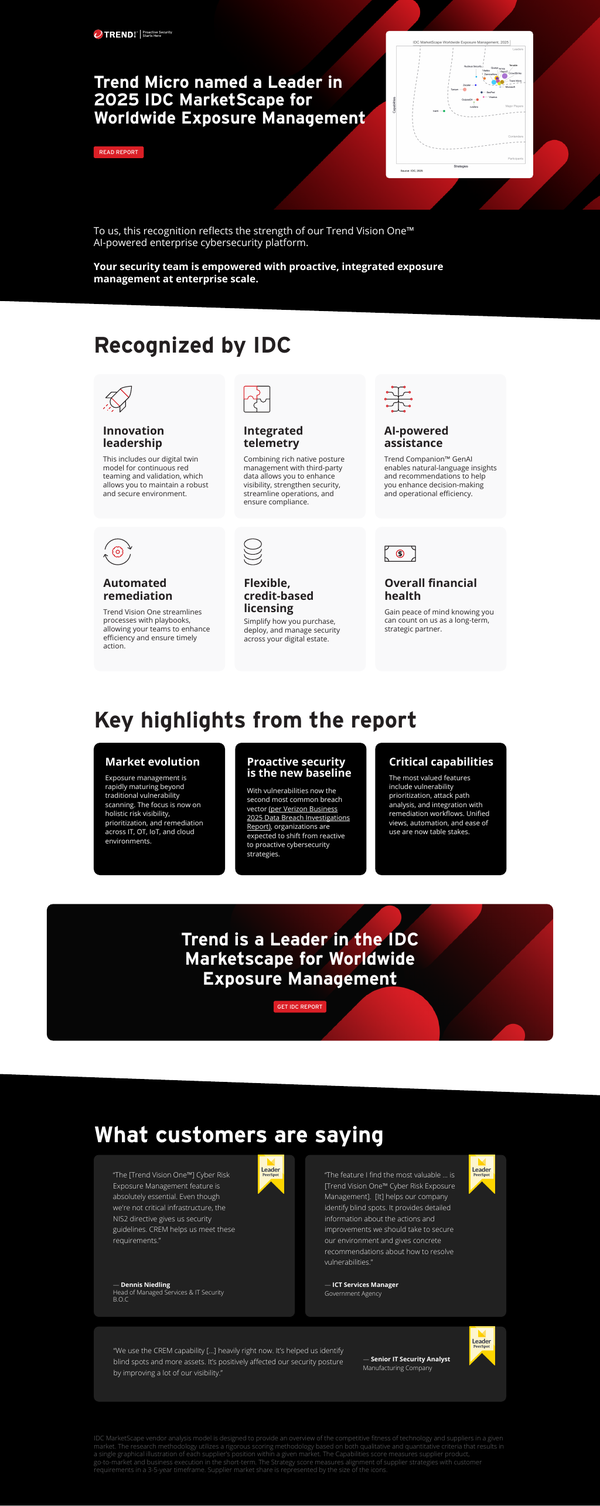 Trend Micro Named a Leader in 2025 IDC MarketScape for Worldwide Exposure Management