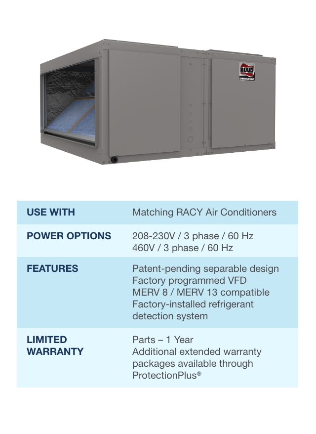 RHCYA | Air Handler | Ruud Commercial Air