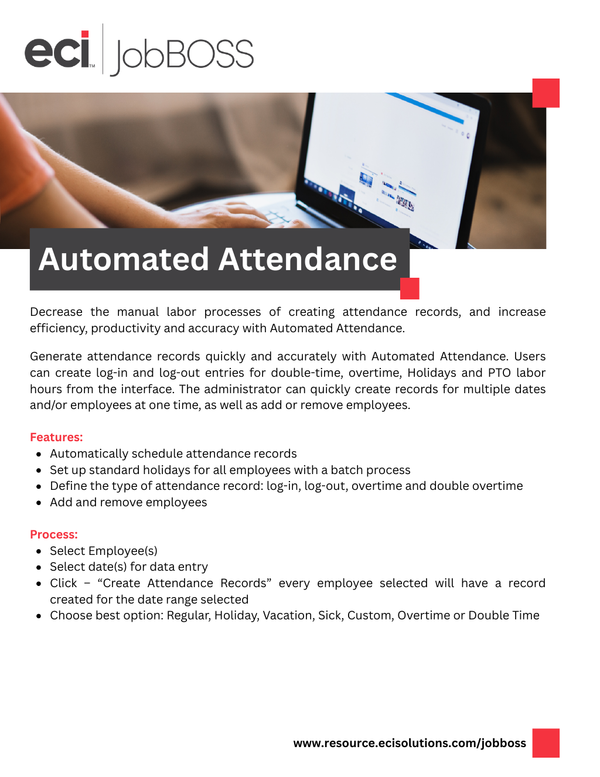 JobBOSS Automated Attendance