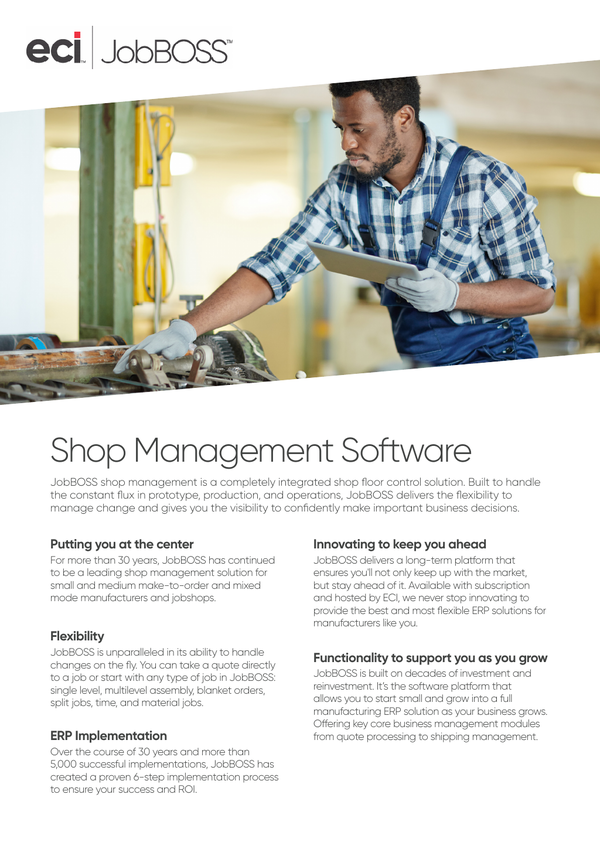 JobBOSS Shop Management Software Overview