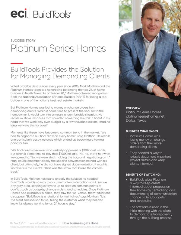 Platinum Series Homes Case Study