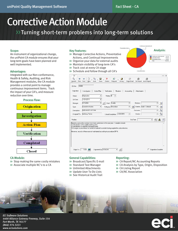 JobBOSS uniPoint Corrective Action Module