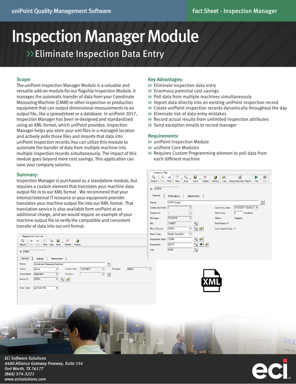 JobBOSS uniPoint Inspection Manager Module