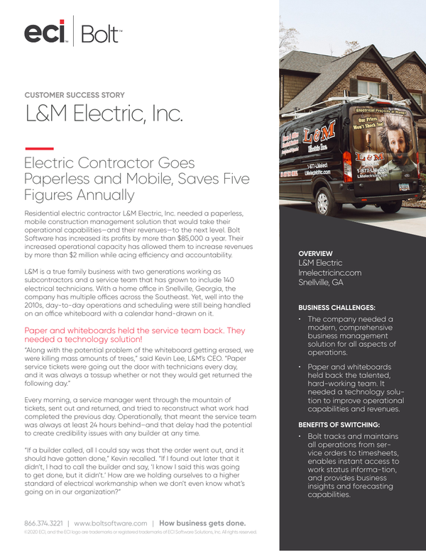Bolt L&M Electric Case Study