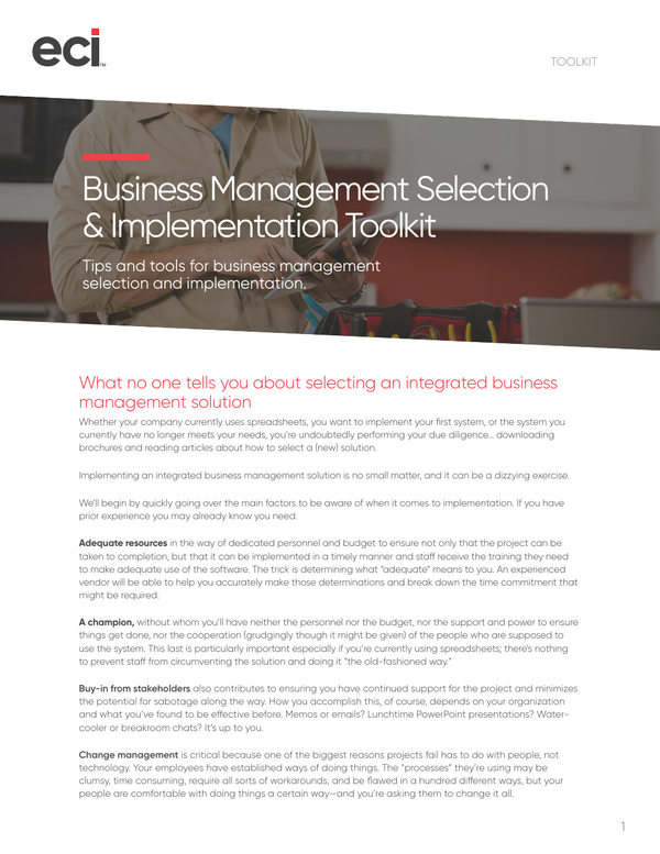 Business Management Selection Implementation Toolkit