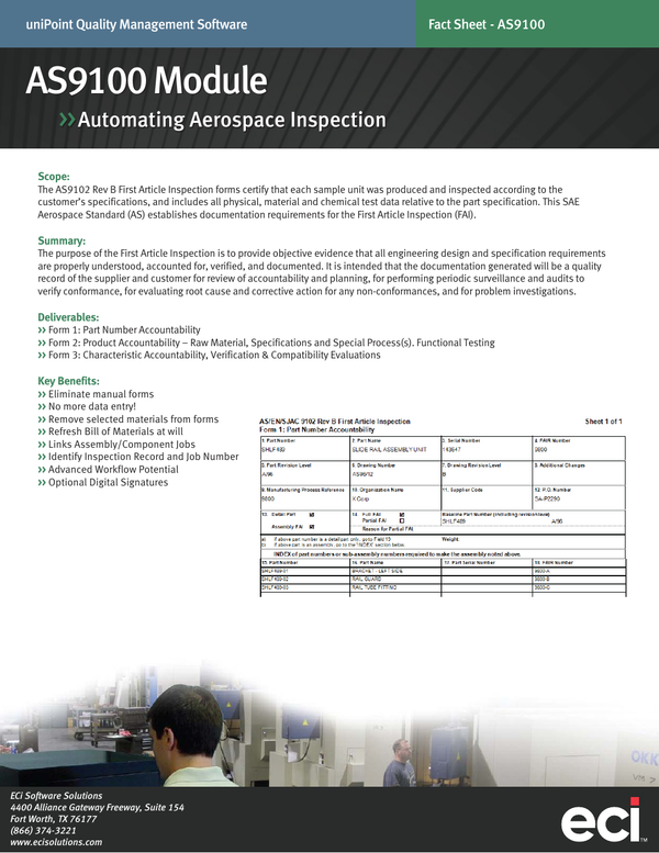 JobBOSS Quality by uniPoint AS9100 Module