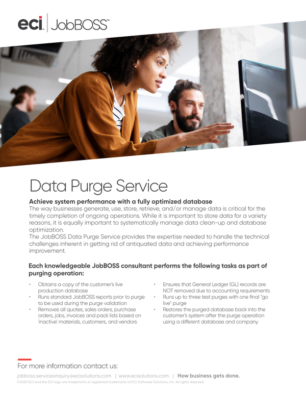 JobBOSS Data Purge Service Solution Brief