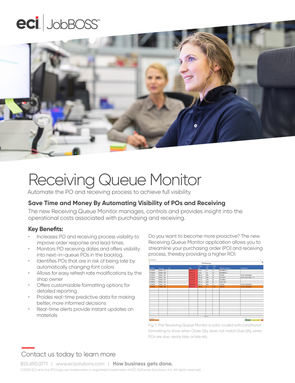 JobBOSS Receiving Queue Monitor Solution Brief