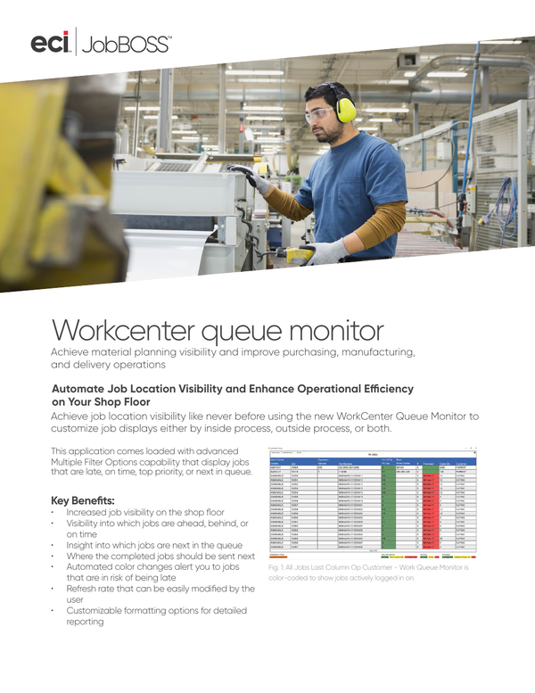 JobBOSS Work Center Queue Monitor Solution Brief