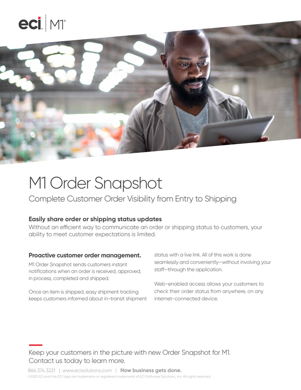 NA M1 Order Snapshot Solution Brief