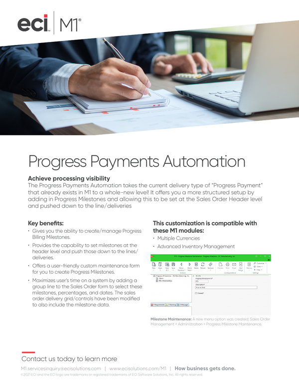 M1 Custom Solution Progress Payments Automation