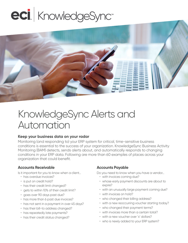 ECI KnowledgeSync 60 Monitoring Alerts