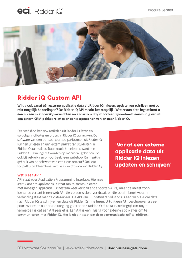 Module Leaflet ECI Ridder iQ Custom API