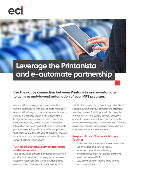 Automated Managed Print Services (MPS) with Printanista and e-automate