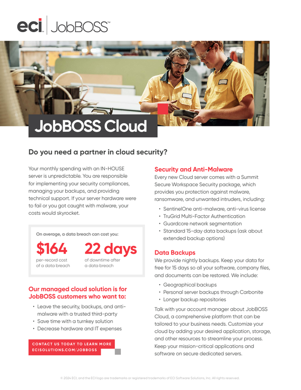 JobBOSS Cloud Flyer 2024