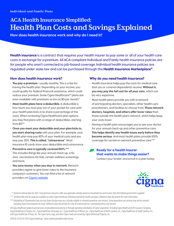 Cigna Healthcare IFP How Health Insurance Works Customer flyer