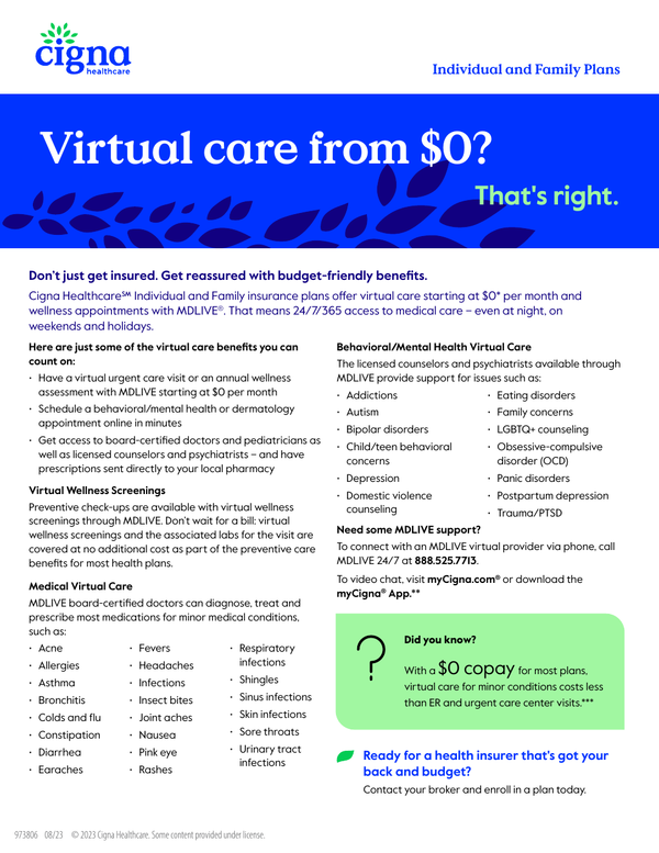 Cigna Healthcare Virtual Care Customer Flyer