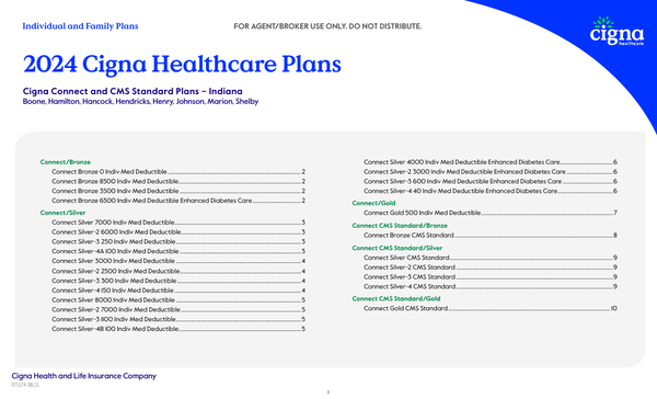 Cigna Healthcare Producer Plan Compare IN