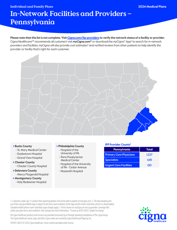 Cigna Healthcare In-Network State Hospitals PA