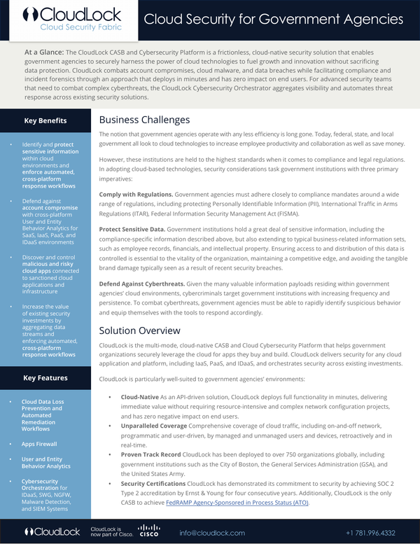 CloudLock for Government Solution Brief