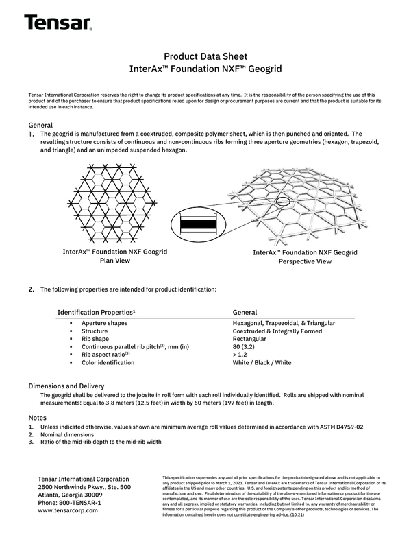 Tensar InterAx NX850 Product Data Sheet