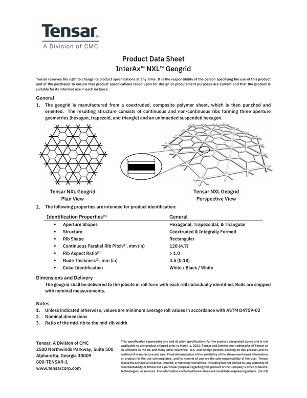 Tensar InterAx NX750 Geogrid Product Data Sheet