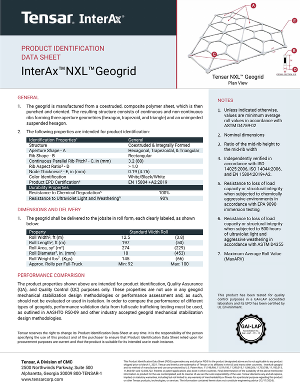 Tensar InterAx NXL Geogrid Product Data Sheet