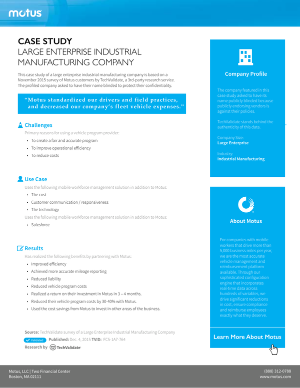 Large Enterprise Industrial Manufacturing Company Case Study