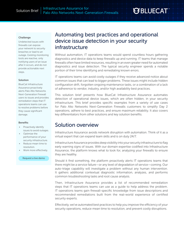 [Solution Brief] BlueCat Infrastructure Assurance for Palo Alto ...