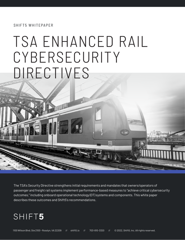TSA Enhanced Rail Cybersecurity Objectives