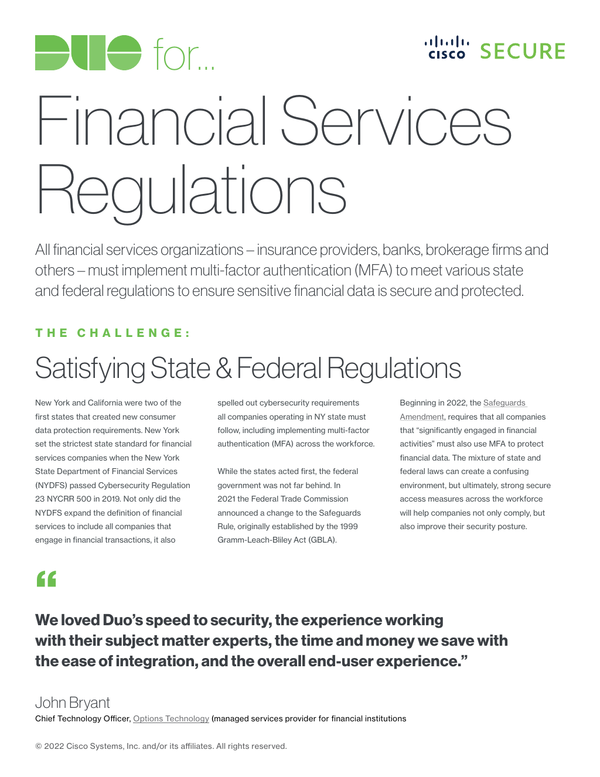 Duo For Financial Services Regulations
