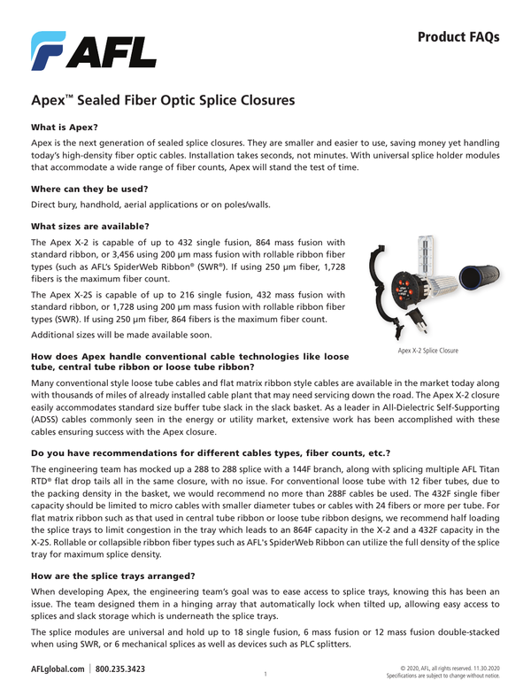 Apex Fiber Optic Splice Closures FAQs