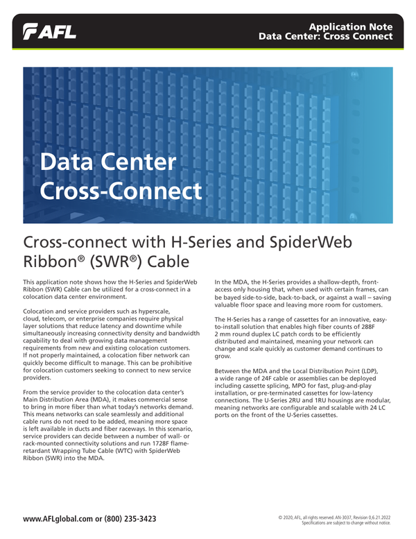 Application Note: Data Center Cross-Connect H-Series