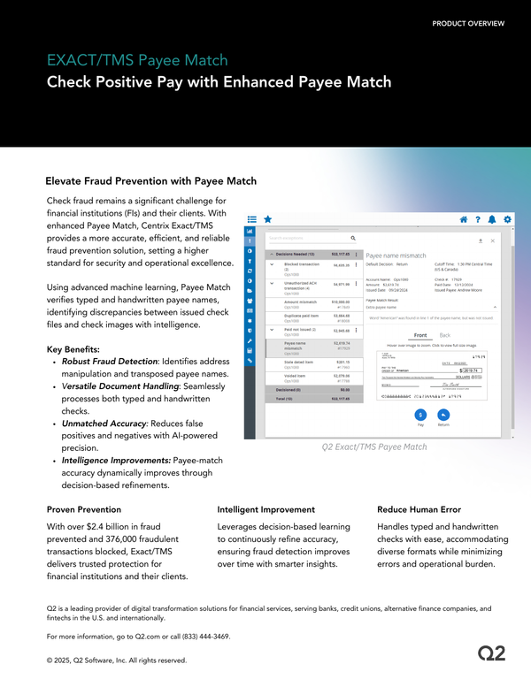 Centrix ETMS Payee Match