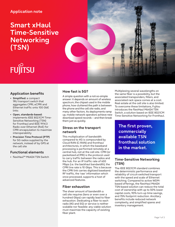 Smart xHaul Time-Sensitive Networking (TSN) Solution