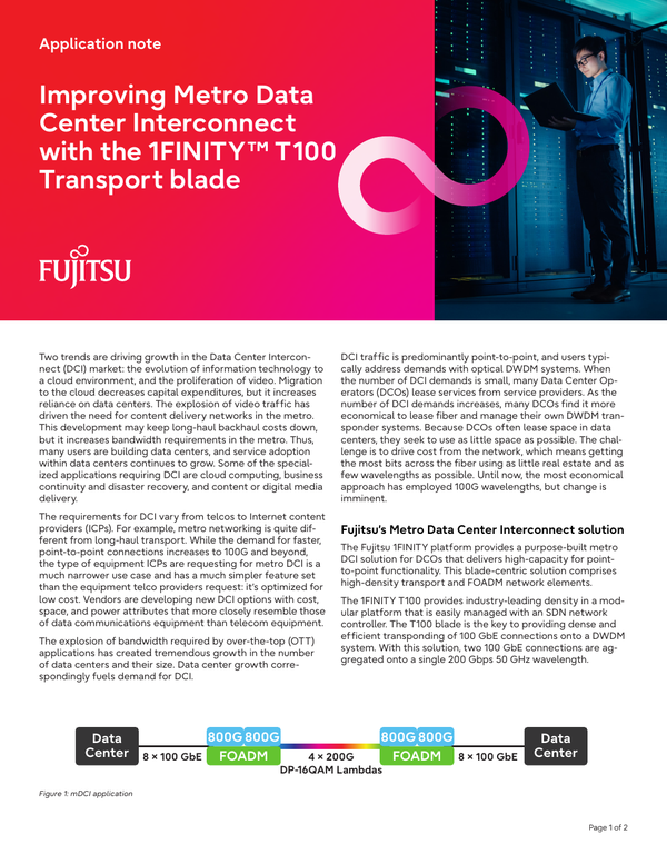 Improving Metro Data Center Interconnect with the 1FINITY T100 ...