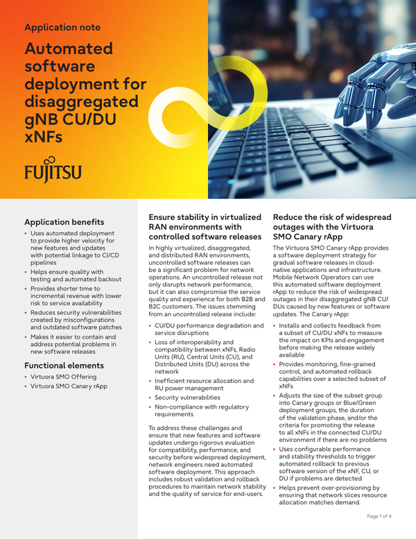 Automated software deployment for disaggregated gNB CU/DU xNFs ...